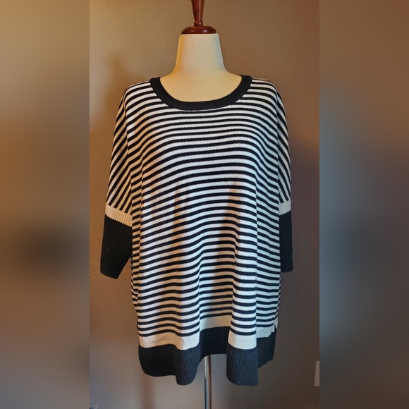 CAbi | Sweaters | Cabi Size Xl Black And Offwhite Striped Sweater ...